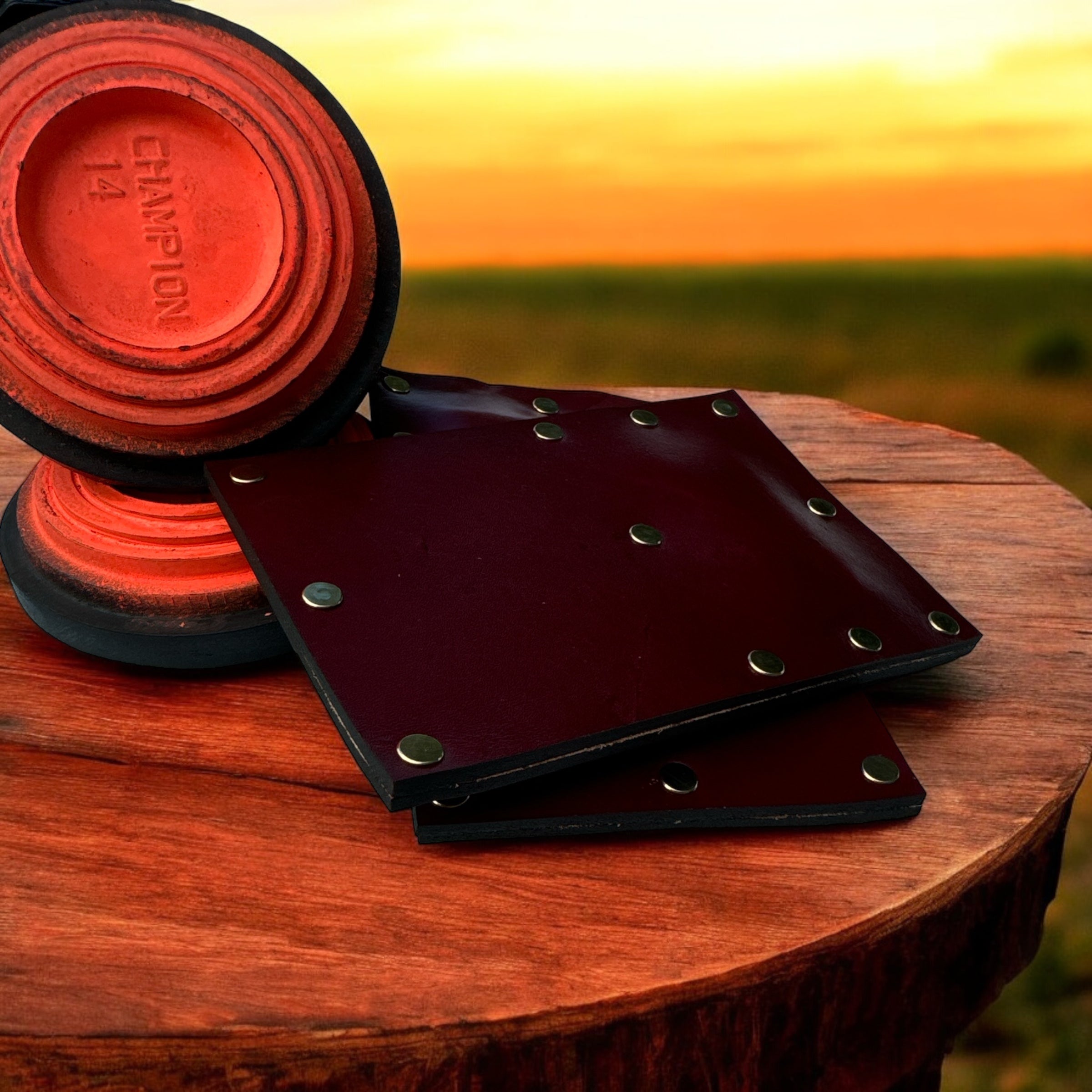 A Magnetic leather Barrel Rest, Dark Brown – SOT Leather